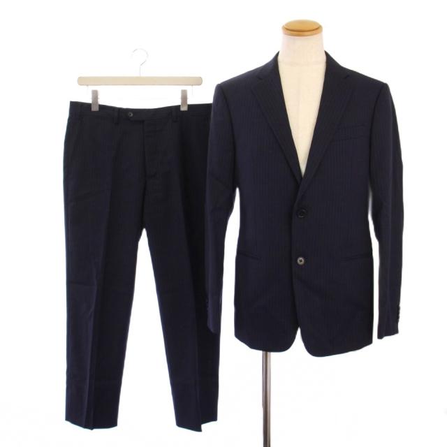 【中古】EMPORIO ARMANI T LINE セットアップ スーツ 上下 ジャケット パンツ 48 ネイビー メンズ