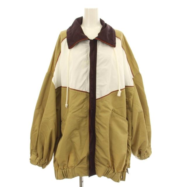 【中古】ナゴンスタンス メモリーツイルボンバージャケット ブルゾン ジップアップ 38 ベージュ 茶 白 470ES830-0190