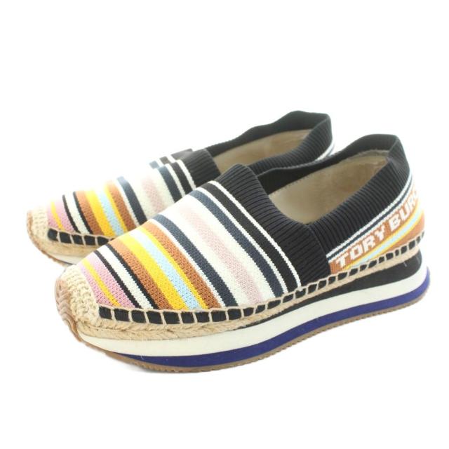 【中古】トリーバーチ DAISY SLIP-ON デイジースリッポン スニーカー ボーダー柄 ロゴ 6.5M マルチカラー 53602