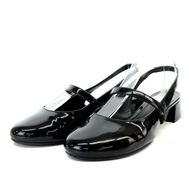 【中古】ルイヴィトン LOUIS VUITTON 24SS  ロミー スリングバック ポンプ パンプス チャンキーヒール 36.5 黒