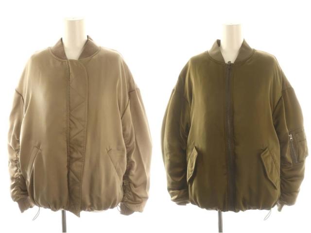 【中古】グレースクラス 23AW リバーシブルミリタリージャケット MA-1 ブルゾン 中綿ジャケット 36 カーキ ベージュ