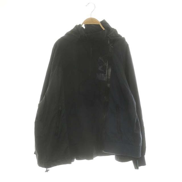 【中古】ナイキ W-ZIPナイロンジャケット フード ジップアップ S 黒 濃紺 ダークグレー CD6297-010 /DO