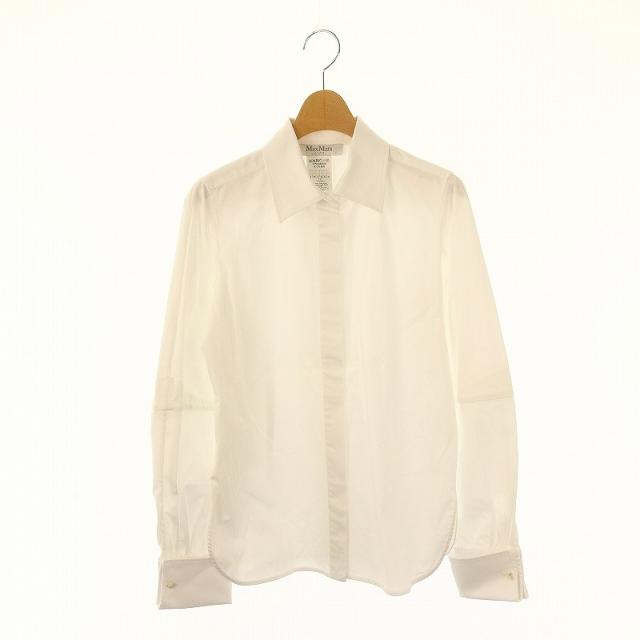 【中古】マックスマーラ MAX MARA SFILATA ビッグカフスシャツ ブラウス 長袖 コットン US2 XS 白