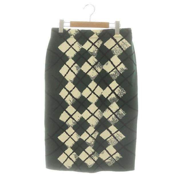 【中古】バーバリー knitted diamond pattern midi skirt タイトスカート ミディ丈 ひざ丈 M 緑 アイボリー 8081136