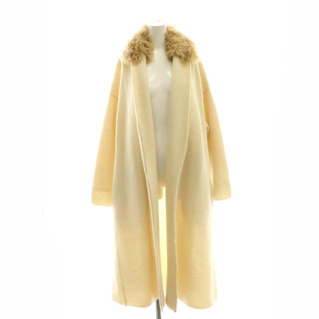 【中古】フォーティーファイブアールピーエム ムートンカラー ウールニットコート 0 アイボリー ベージュ レディース