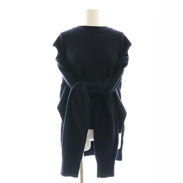 【中古】アンスクリア INSCRIRE 24AW 2Way Sweater マルチウェイニットセーター ニット 長袖 プルオーバー ウール F 紺