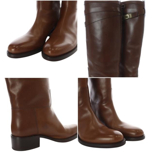 【中古】サルトル SARTORE ラウンドトウベルテッドロングブーツ ローヒール レザー 35.5 ブラウン /YO15 レディース 中古】サルトル SARTORE ラウンドトウベルテッドロングブーツ