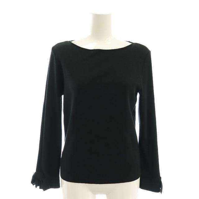 【中古】フォクシー FOXEY MYSTIC ROSE TOP ニット カットソー 長袖 38 黒 ブラック /AT ■OS レディース