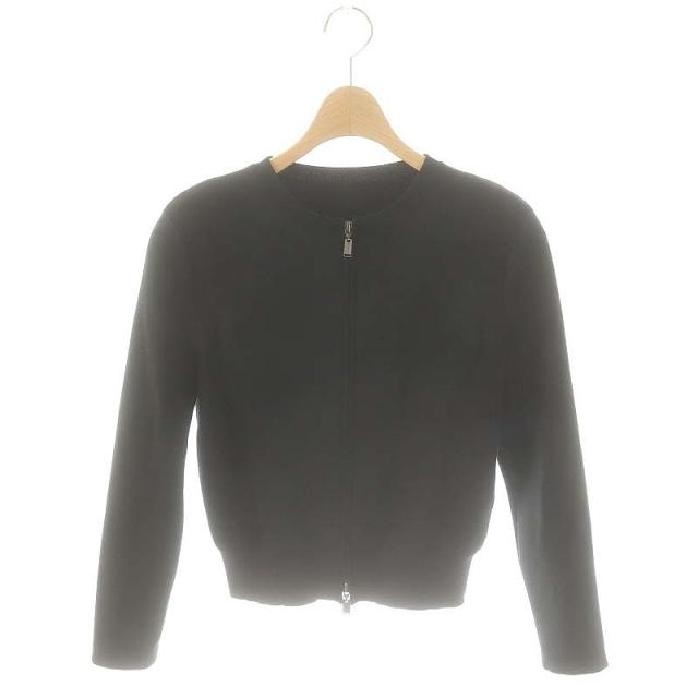 【中古】フォクシー FOXEY Knit Top Message カーディガン ニット ジップアップ 長袖 38 ブラック 43276 レディース