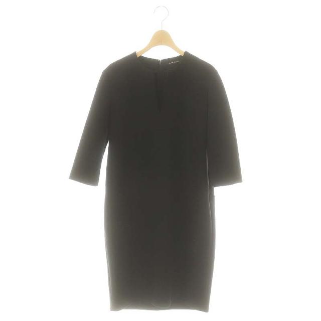 【中古】ヨーコチャン キーネックバックジップ七分袖ワンピース ドレス 膝丈 38 ブラック /DO ■OS レディース