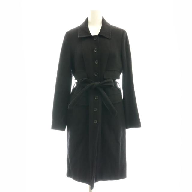 【中古】ドリスヴァンノッテン ベルテッドコート ロング ウール混 36 黒 ブラック /KO ■OS レディース