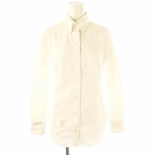 【中古】トムブラウン THOM BROWNE ボタンダウンロングスリーブシャツ 前開き 0 オフホワイト /DO ■OS レディース