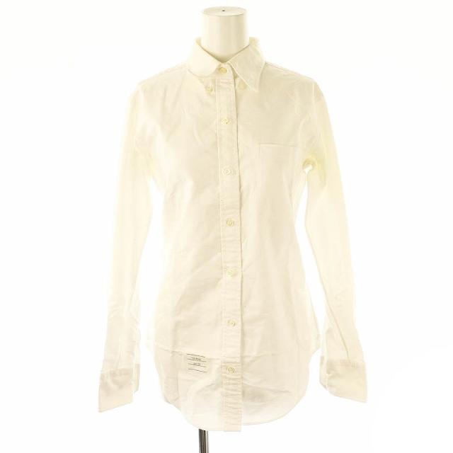 【中古】トムブラウン THOM BROWNE ボタンダウンロングスリーブシャツ 前開き 1 オフホワイト /DO ■OS レディース