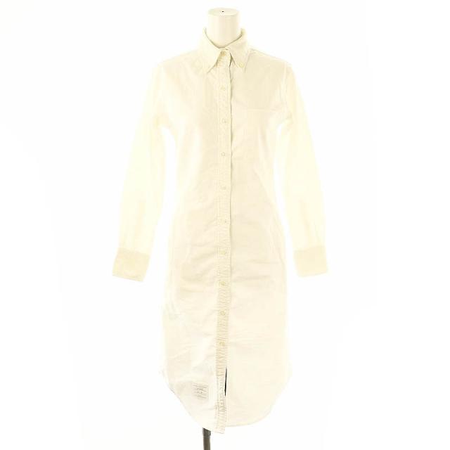 【中古】トムブラウン THOM BROWNE シャツドレス ワンピース ロング 長袖 38 ホワイト FDS001E /DF ■OS レディース