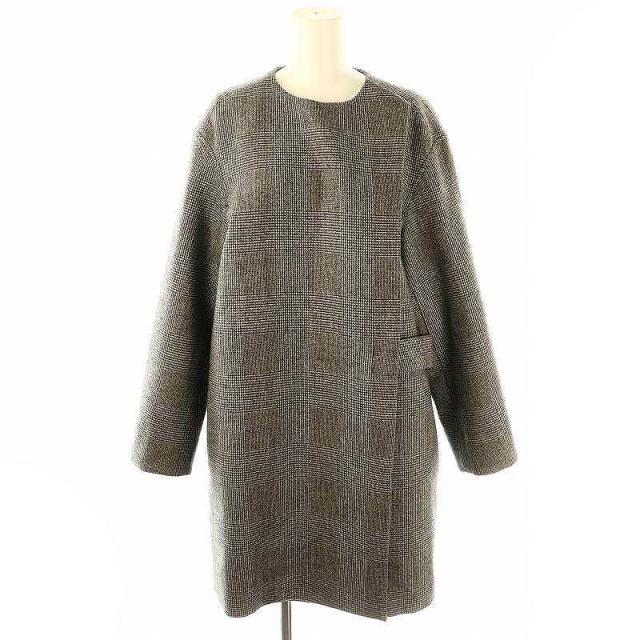 【中古】ルルウィルビー 24AW リバーチェックコートワンピース アウター ひざ丈 2WAY 2 ブラック ホワイト