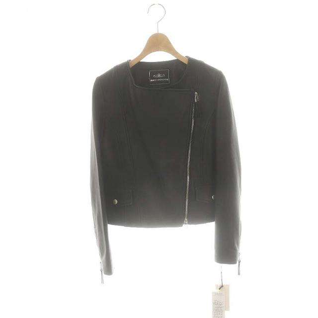 【中古】グレースコンチネンタル GRACE CONTINENTAL 23AW ジップライダースジャケット アウター レザー 36 黒