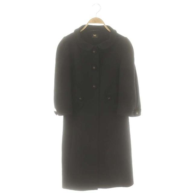 【中古】アニヤハインドマーチ ANYA HINDMARCH ウールナイロン パフスリーブ コート 七分袖 S ブラック レディース