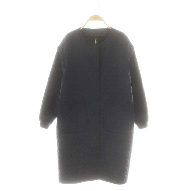 【中古】チョノ 星柄スターキルティングノーカラーコート アウター ロング F ネイビー /DO ■OS ■SH