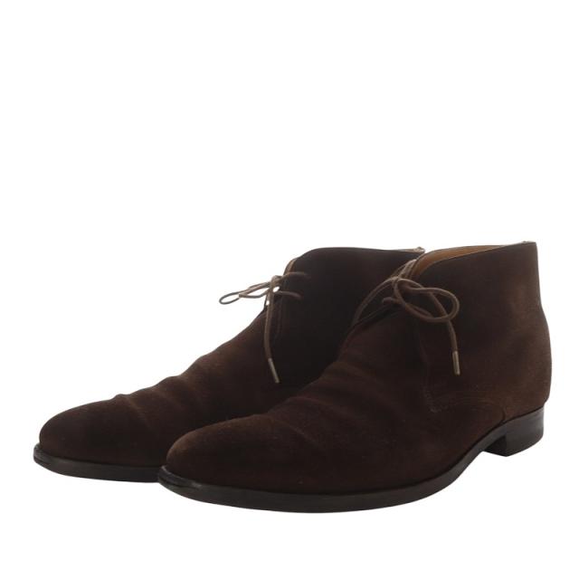 【中古】クロケット&ジョーンズ CROCKETT&JONES TETBURY チャッカブーツ スエード 7.5E ダークブラウン