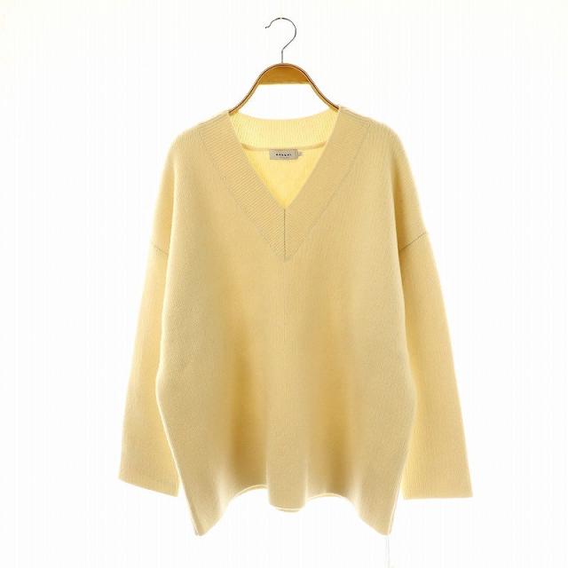 【中古】未使用品 アニュアル シンプルで肉厚なオーバーサイズニット セーター 長袖 ウール F アイボリー レディース