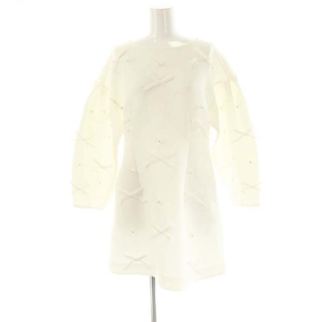 【中古】チェスティ Chesty × Ayano Fukuoji ベロアリボンパールワンピース ミニ 0 ホワイト /DF ■OS レディース