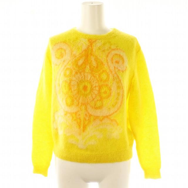 【中古】パトゥ PATOU jacquard jumper モヘヤ アルパカ ニット セーター S 黄色 オレンジ /MI ■OS レディース