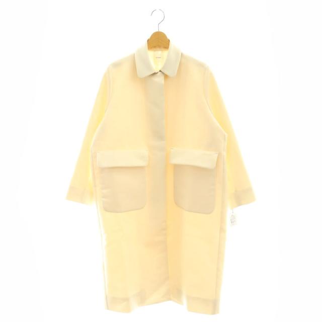 【中古】未使用品 ヨリ yori shirocon PONYサテンロングコート ステンカラー 36 アイボリー SC25-23015AW