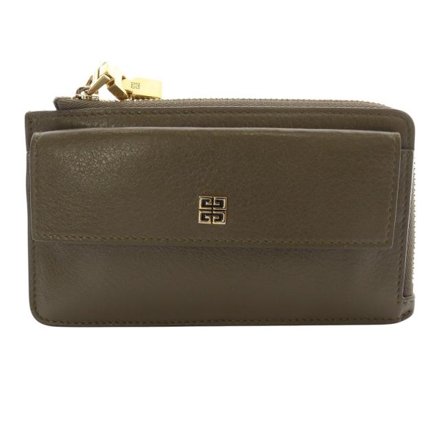 【中古】ジバンシィ カードホルダー ウォレット 小銭入れ ケース ロゴ カーキ 緑 /SR22 ■SH レディース