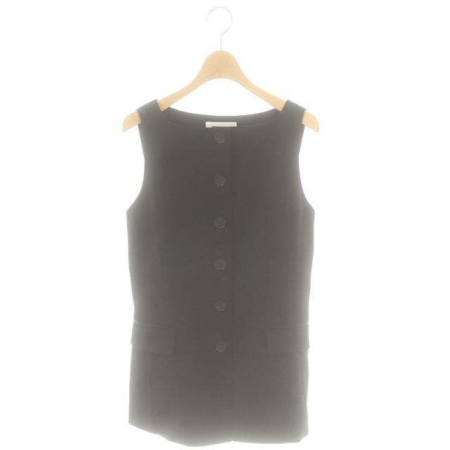 【中古】エンフォルド ENFOLD 25SS SQUARE-NECK VEST ベスト 前開き 38 ブラック /HK ■OS レディース