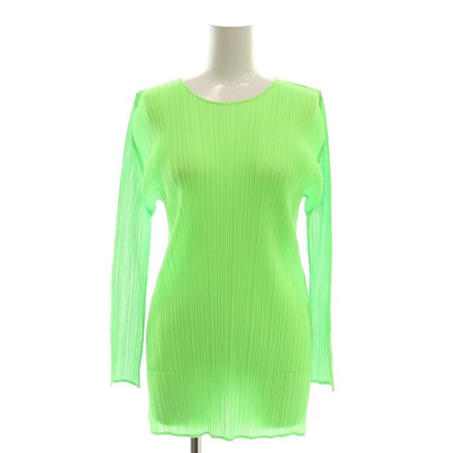 【中古】プリーツプリーズ PLEATS PLEASE プリーツ カットソー 長袖 3 黄緑 /HK ■OS レディース