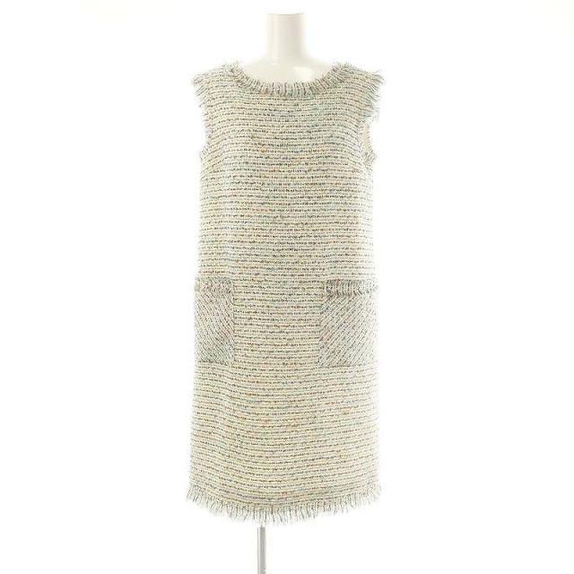 【中古】ルネ Rene TISSUE ツイードノースリーブワンピース ひざ丈 36 マルチカラー 6346900 /DF ■OS レディース