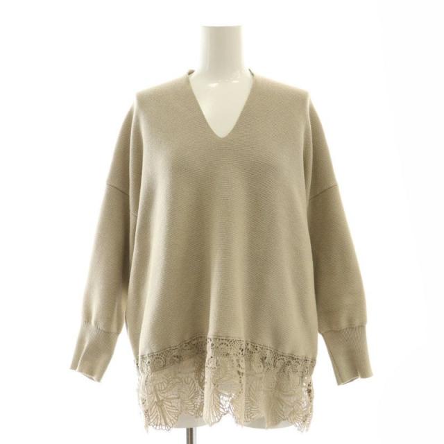 【中古】ルームエイト Room no.8 for E by eclat 裾レースコクーンニット トップス カットソー F ベージュ レディース