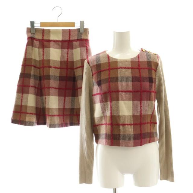 【中古】ブルーレーベルクレストブリッジ クレストブリッジチェック ニット カットソー フレアスカート