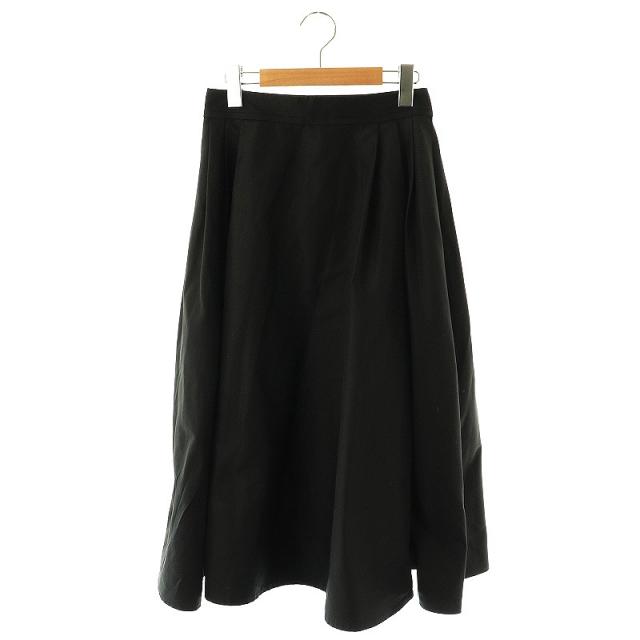 【中古】フォクシー FOXEY Atlas シルクグログランフレアスカート ロング 38 ブラック /DO ■OS レディース