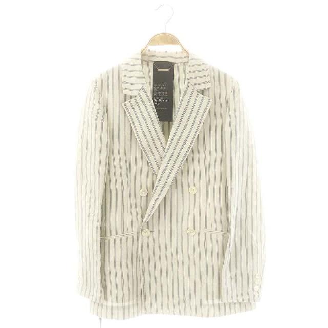 【中古】未使用品 カオス 25SS ストライパージャケット テーラード ダブル リネン混 F アイボリー グレー レディース