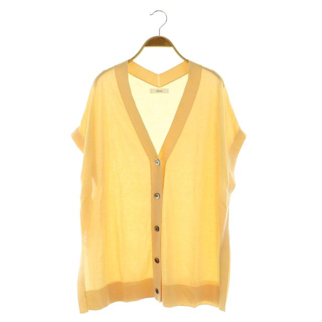 【中古】エブール ebure 24SS ハイゲージコットンナイロン カーディガン フレンチスリーブ Vネック オレンジ