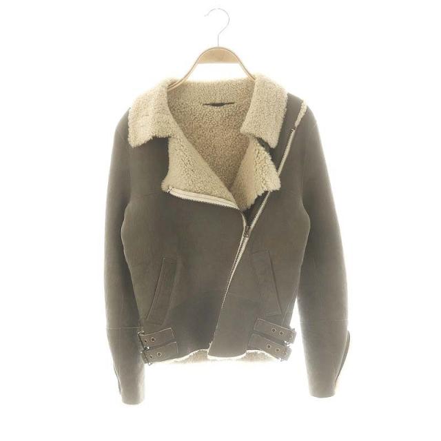 【中古】シシ sisii ムートンジャケット ライダース グレー /MI ■OS ■SH レディース
