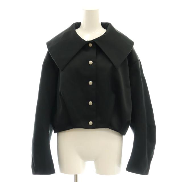 【中古】ランバンオンブルー LANVIN en Bleu 25SS ビッグカラータックブルゾン ジャケット クロップド 38 黒