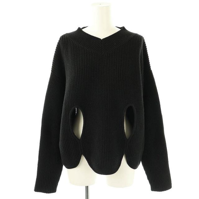 【中古】アドーア ADORE 25SS ティアドロップホールニット セーター モックネック 38 ブラック /DF ■OS レディース