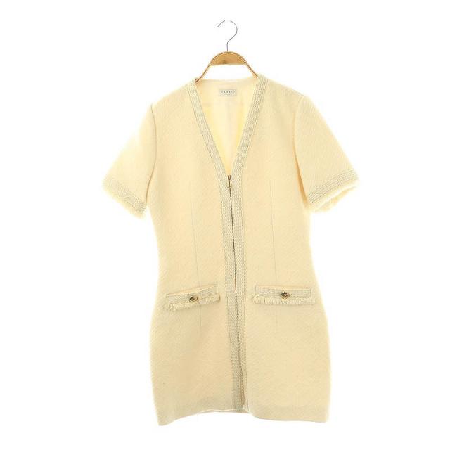 【中古】サンドロ Sandro Tweed Dress In Double S Jacquard ドレス ワンピース ひざ丈 36 アイボリー レディース