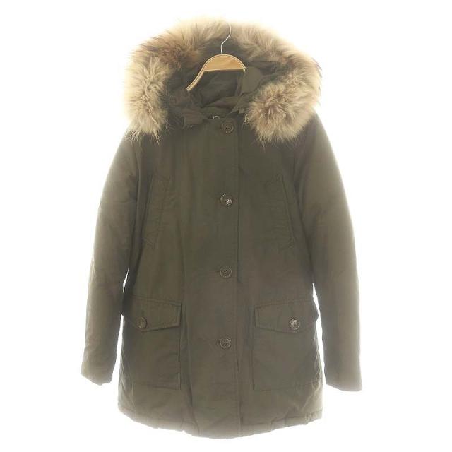 【中古】ウールリッチ WOOLRICH WS LOGO PARKA DFファー付きダウンコート アウター S カーキ /DF ■OS レディース