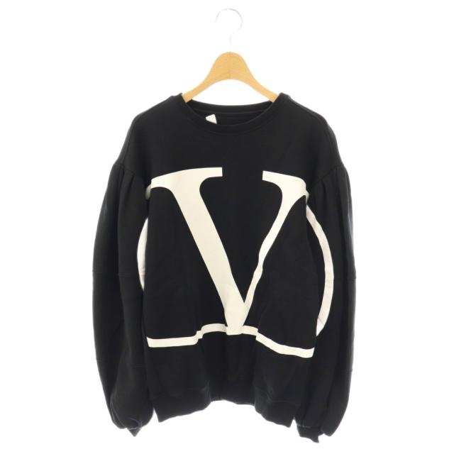 【中古】ヴァレンティノ ヴァレンチノ  VALENTINO Vロゴ バルーンスリーブ プルオーバー トレーナー XS 黒 ブラック