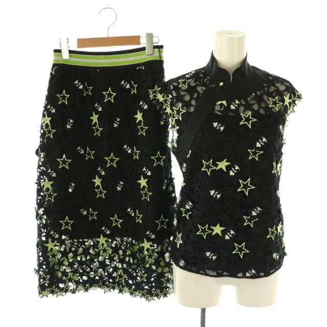 【中古】ヴィヴィアンタム STAR PANDA 3D LACE セットアップ カットソー ノースリーブ タイトスカート ひざ丈 38