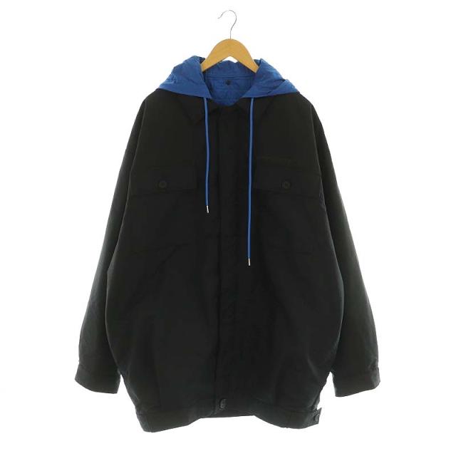 【中古】オフホワイト OFF WHITE 22FW フードレイヤー中綿コート アウター M ブラック /HK ■OS メンズ