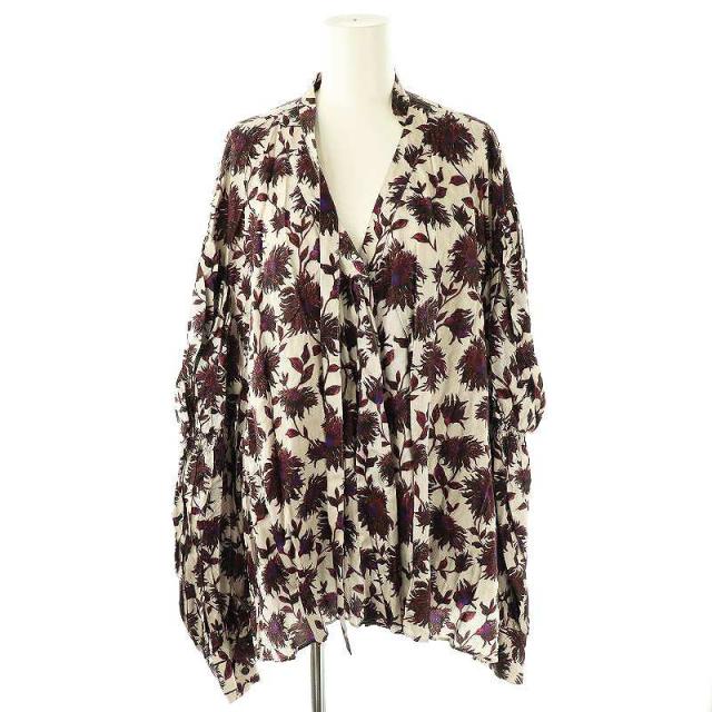 【中古】ミュラー オブ ヨシオクボ muller of yoshiokubo GRANADA ブラウス 花柄 38 ベージュ 茶 /MI ■OS レディース