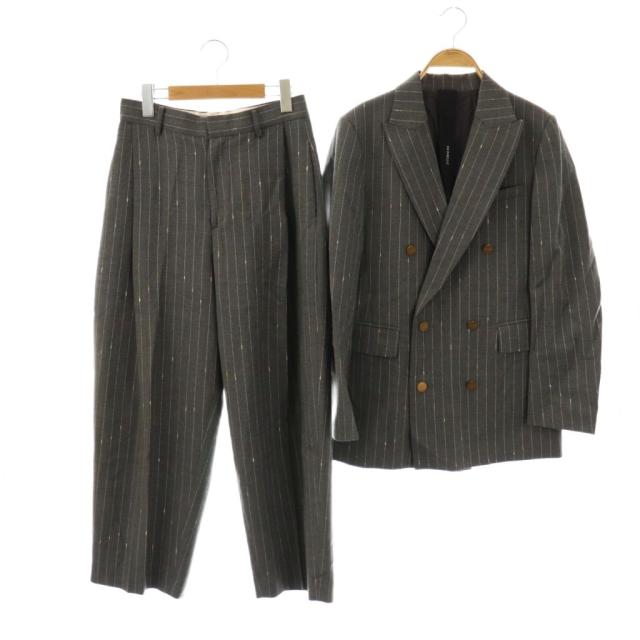 【中古】ドメル DOMELLE ラメ ストライプ ジャケット×ラメ ストライプ パンツ セットアップ 1 2 グレー