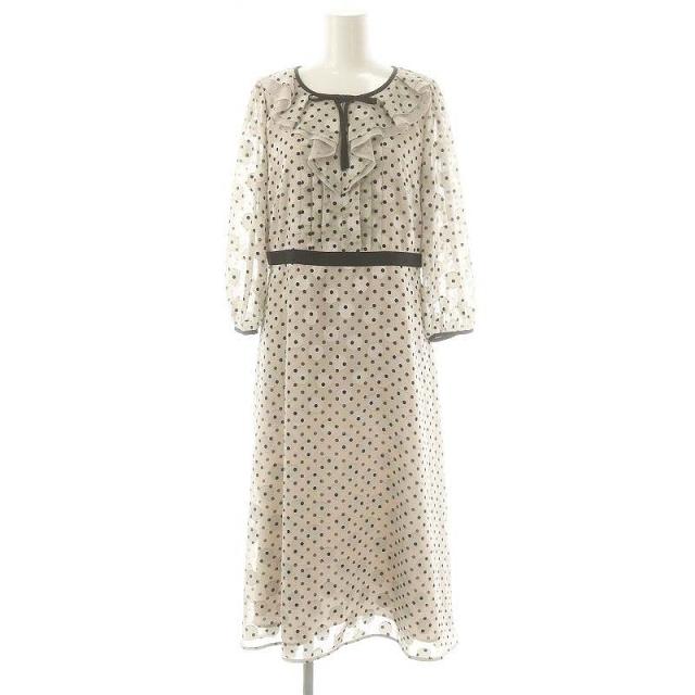 【中古】未使用品 トゥービーシック 近年モデル ダブルドットプリント ワンピース フリル 40 グレージュ レディース