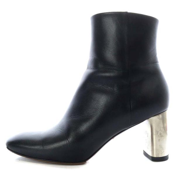 【中古】セリーヌ CELINE フィービー期 BAMBAM メタルヒール ショートブーツ ハイヒール スクエアトゥ 35.5 ブラック