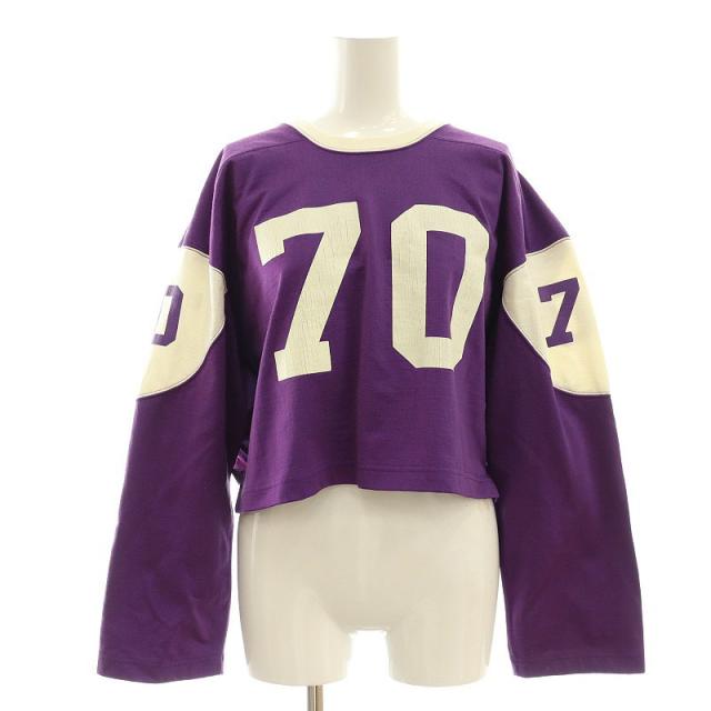 【中古】未使用品 フィーニー PHEENY  NYLON COTTON FOOTBALL TEE SHORT Tシャツ カットソー 長袖 F パープル /HK