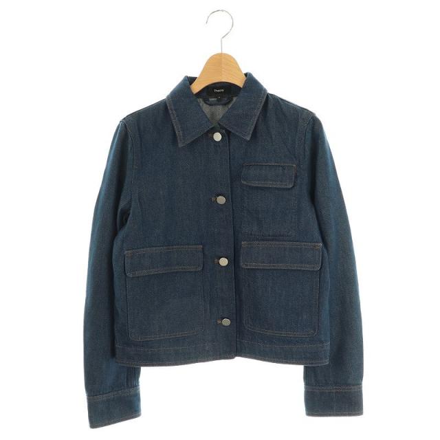 【中古】セオリー 25SS Relaxed Denim Casual Pocket Jacket デニムジャケット ジージャン Gジャン P ネイビー